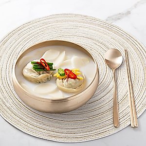 eQFeast Round Woven Placemats Set of 12 Beige Braided 15 Inch Washable Place Mats for Dining Table Kitchen Table Mats