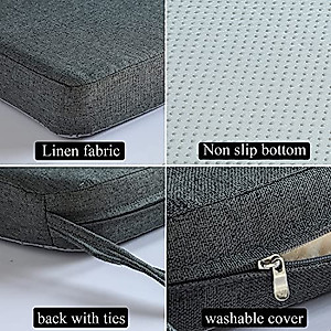 Chair Cushion for Dining Chairs with Ties 4 Pack Non Slip Memory Foam Kitchen Room Chair Pads for Outdoor Patio Furniture 17x16 Inch, Gray