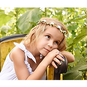 DDazzling Flower Crown Floral Wreath Headband Floral Garland Headbands photo props (Ivory and Gold)