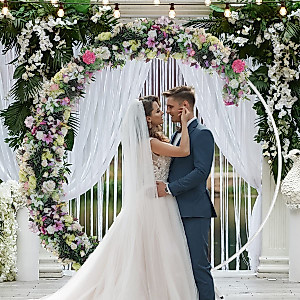 HEOMU 6.6FT Round Backdrop Stand Circle Balloon Arch Stand, Metal Arch Backdrop Stand Circle Balloon Arch Frame Wedding Arches for Ceremony, Birthday Party, Baby Shower Backdrop Decoration, White