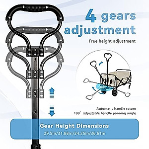 Folding Wagon Portable Collapsible Wagon by Teprovo,243lbs Capacity Utility Wagon Garden Cart with Rolling Wheels and Adjusted Handle