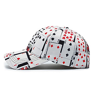 WISHLOL Poker Game Playing Card Adjustable Cotton Baseball Hat Cap Visor Unisex Hip Hop Hat, 1, Medium
