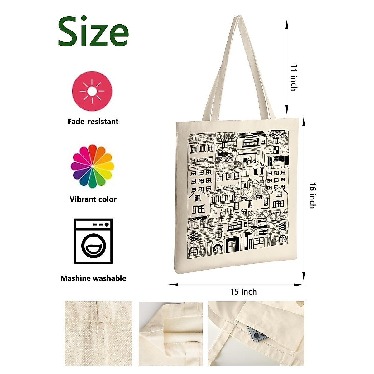 AUSVKAI Canvas Tote Bag Aesthetic for Women, Cute House Reusable Cotton Bags for Shopping Beach Trendy Gifts