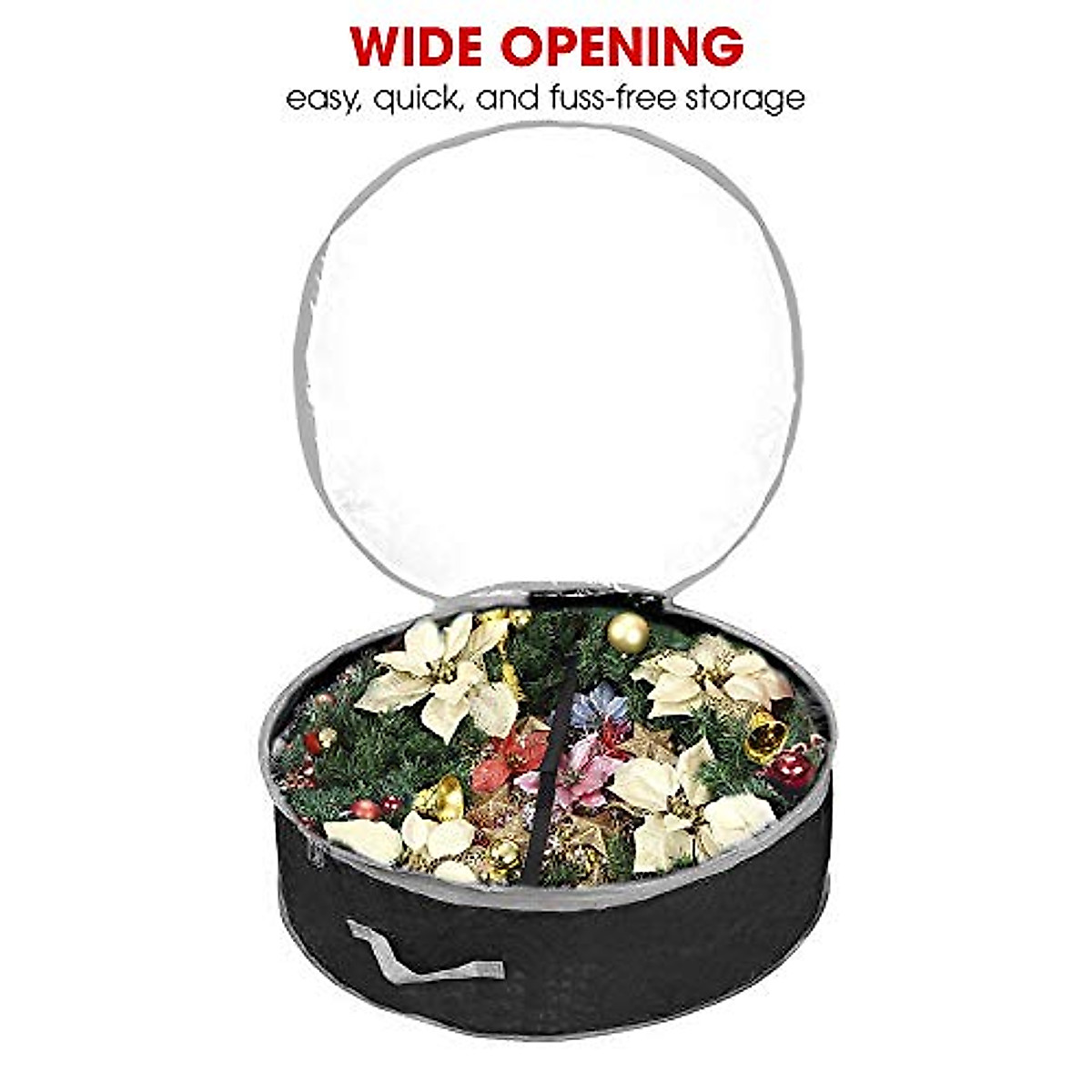 Primode Wreath Storage Bag 36" | Garland Wreaths Container with Clear Window for Easy Xmas Holiday Storage | Durable 600D Oxford Material