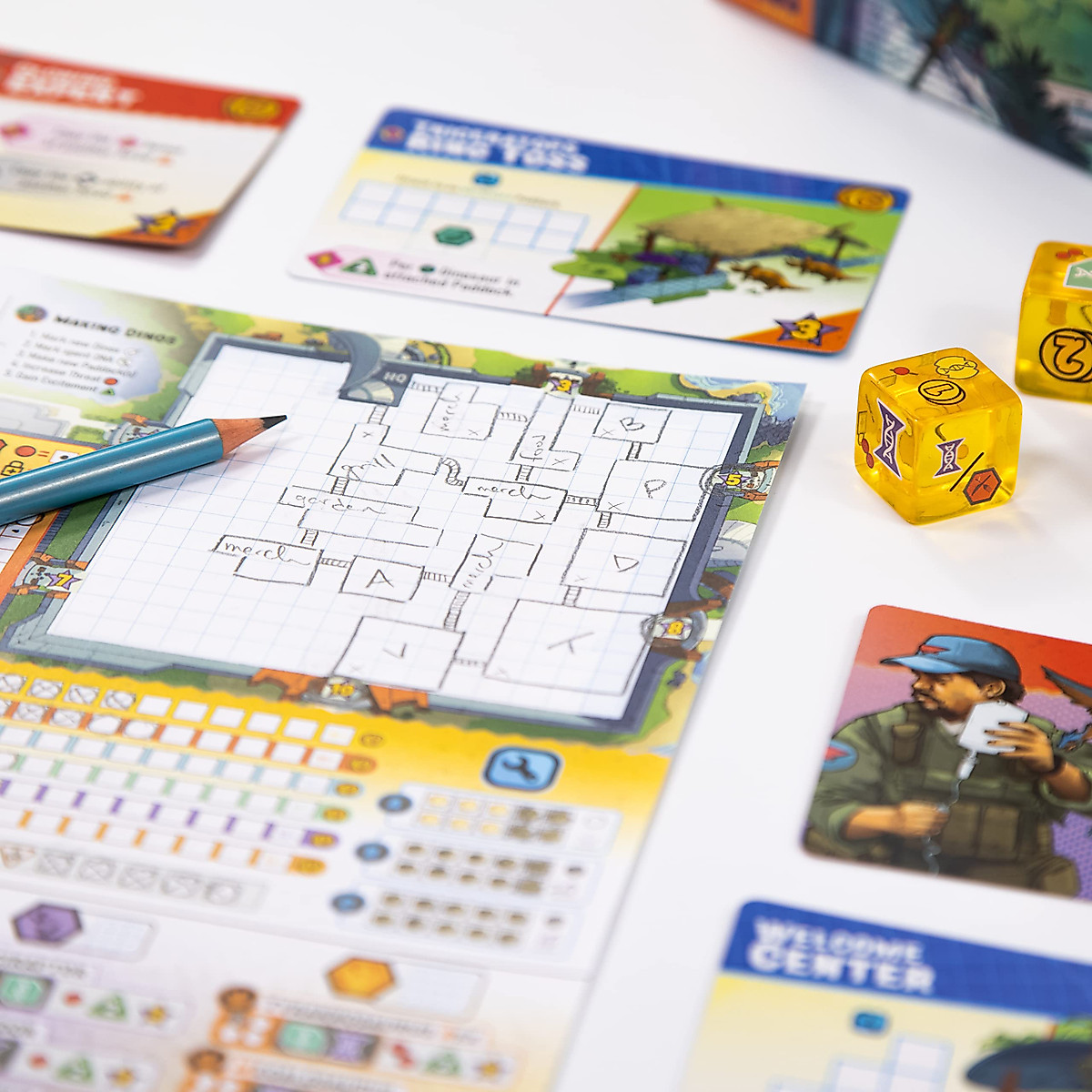 Dinosaur Island Rawr and Write Board Game - Build Your Dino Theme Park! Strategy Game, Fun Family Game for Kids and Adults, Ages 10+, 1-4 Players, 30-45 Minute Playtime, Made by Pandasaurus Games