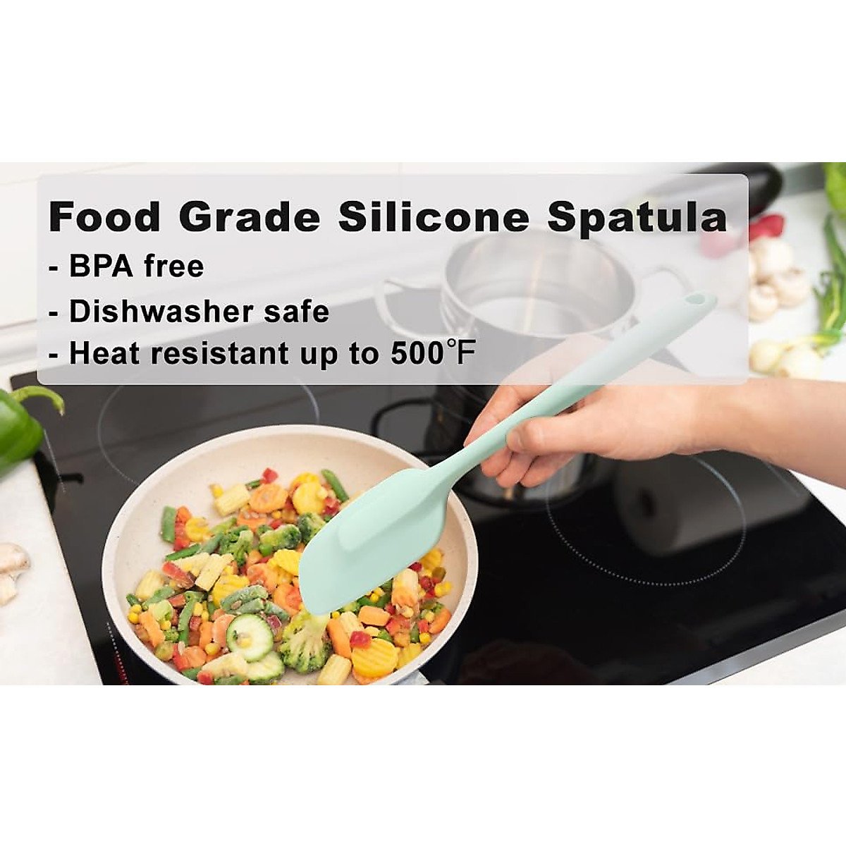 EGYCUSE Food Grade Silicone Spatula, Mixing High Heat Resistant Non Stick, Silicone Rubber Spatula Set for Baking, Cooking, Dishwasher Safe BPA-Free, with mini rubber oven gloves Set of 6 (Mix)