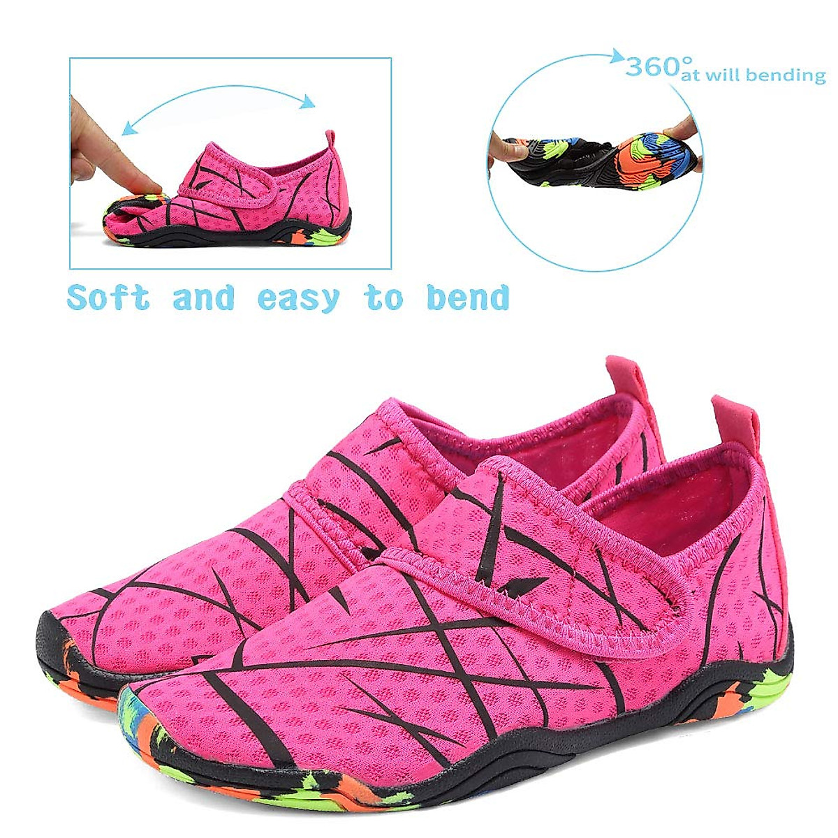 Boys & Girls Water Shoes Kids Lightweight Comfort Sole Easy Walking Athletic Slip on Aqua Sock(Toddler/Little Kid/Big Kid) U1ELJSX003-Pink-31