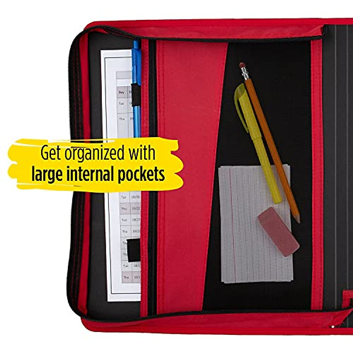 Five Star 1-1/2 Inch Zipper Binder, Ring Binder, Red (72356)