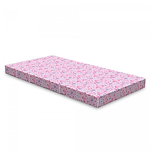 Ambesonne Cartoon Foldable Mattress, Bows and Buttons Ribbon, 74.8" x 39.4", Pale Pink and Mauve