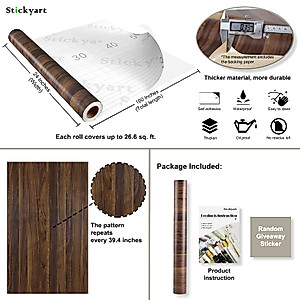 Stickyart 24"x160" Brown Wood Contact Paper Vintage Wood Grain Contact Paper Self Adhesive Kitchen Cabinet Contact Paper for Furniture Desk Removable Faux Wood Wallpaper Peel and Stick Farmhouse Style
