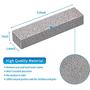 4TH Pumice Stone for Toilet Bowl Cleaning,Remove Away Limescale Stain,Hard Water Rings,Calcium Buildup,Iron and Rust,Scouring Stick for Tile/Bath-tub/Kitchen/Grill/Household - 4 Pack