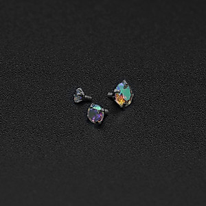 16G Micro Dermal Anchor Top for Women Men Stainless Steel Microdermal Round CZ Top Dermal Piercing Skin Implant Internally Threaded Screw Body Piercing Ring (9PCS CZ Prong Setting)