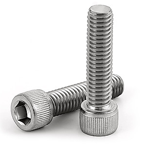 M8-1.25 x 50mm Socket Head Cap Screws, Allen Socket Drive, Stainless Steel 304, Full Thread, Bright Finish, 5 PCS