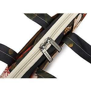 DACHEE Black Peony Patten Waterproof Laptop Shoulder Messenger Bag Case Sleeve for 14 Inch 15 Inch Laptop Case Laptop Briefcase 15.6 Inch