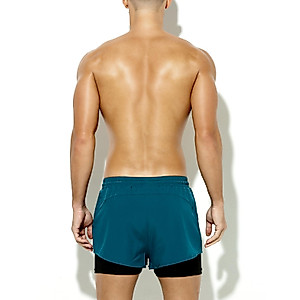 Arjen Kroos 2 in 1 Running Shorts for Men 3 Inch Sports Shorts with Compression Liner 3 Inch Gym Athletic Shorts with Zipper Pocket,GREEN-AK3101,X-Large