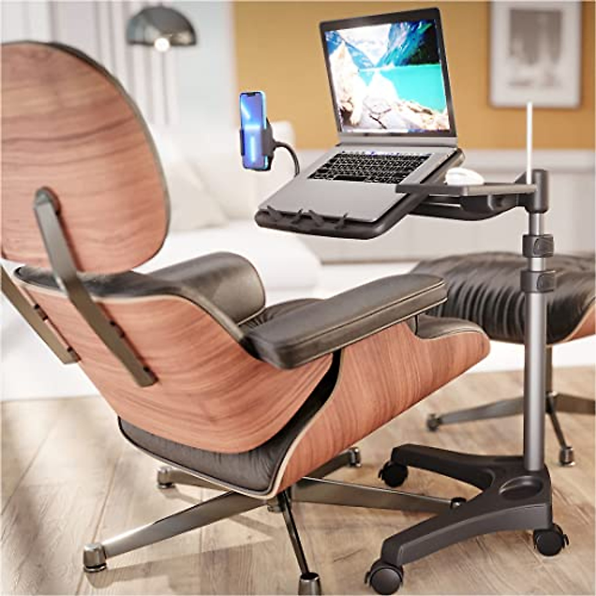 LEVO G2 V16 Mobile Laptop Stand Desk Rolling Cart with Phone Holder and Mouse Tray