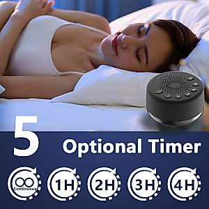 Easysleep Sound White Noise Machine with 25 Soothing Sounds and Memory Function 32 Levels of Volume and 5 Sleep Timer Powered by AC or USB for Sleeping Relaxation (Black-No Light)