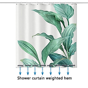Niidder Floral Shower Curtain, Fabric Shower Curtain White Shower Curtain - 72" W x 72" L with 12 Hooks for Home Hotels Machine Washable Shower Bath Curtain, Waterproof Shower Curtain Lining