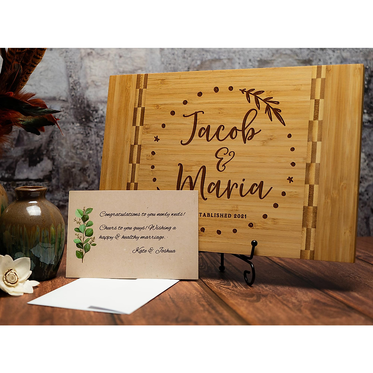 Tayfus Personalized & Monogrammed Cutting Boards - Customized Gifts for Christmas, Wedding, Anniversary, Realtor Closing - Handmade Custom Wooden Chopping Board - Customizable Wood Kitchen Block