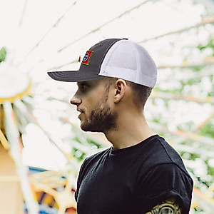 Trucker Hat Richardson Tennessee State Flag Embroidery State Name Cotton Soft Mesh Cap Snaps - Black/Charcoal, Design Only