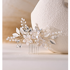 SWEETV Wedding Hair Comb Clip Bridal Crystal Wedding Hair Accessories for Brides and Bridesmaid, Silver