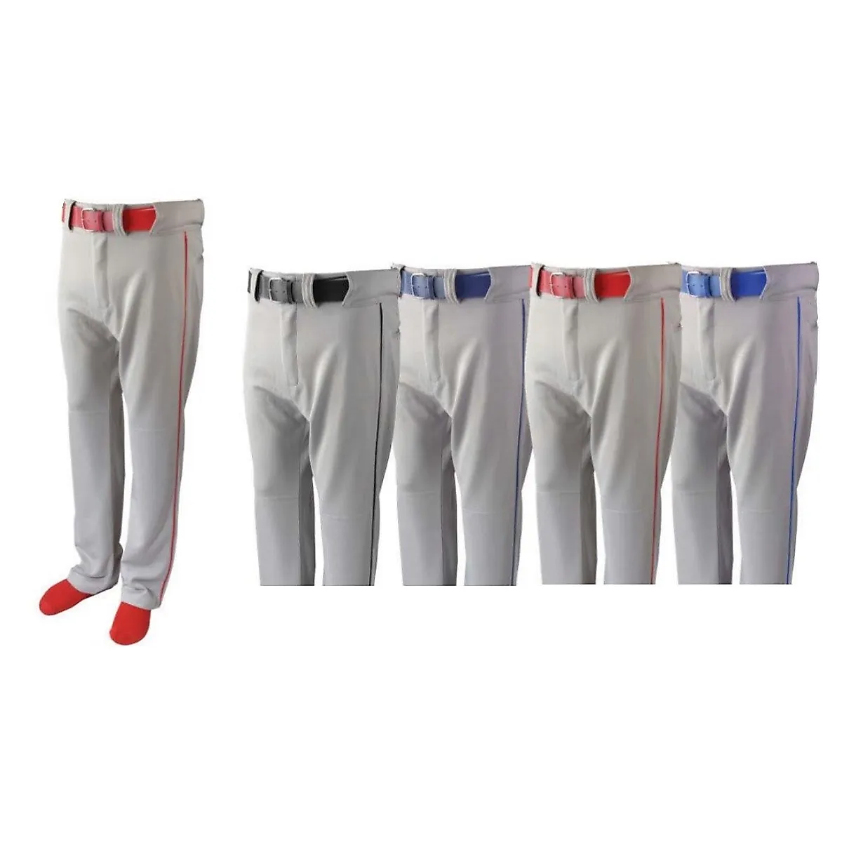 Martin Sports Youth Baseball Pants with Piping (Grey with Royal, Youth M)
