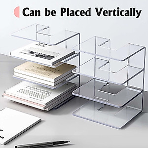 Vowcarol Book Organizer Clear File Sorter, Large Slot Acrylic Desk Organizer, Desktop File Folder Holder Organizer, Office Storage Stand Rack for Book, Envelopes, Mail, Document - 2 Pack