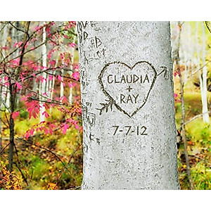Woodland Carved Heart Tree Personalized Print