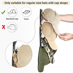 Mkono Hat Organizer for Baseball Caps, Set of 2 Vertical Hat Rack for Wall Holds up to 18 Hats, Baseball Cap Organizer Hat Hanger Holder Cap Storage Display Hook for Bedroom Closet Entryroom
