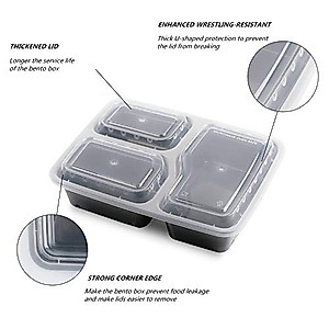Pinshion 20 Pack Meal Prep Containers 3 Compartment Bento Box 1050ML/ 36 OZ Microwavable Food Containers with lids, Food Storage Containers, Durable Plastic Reusable Food Storage Containers