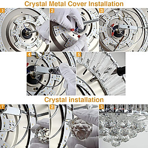 Crystal Chandelier Ceiling Fan with LED Light and Remote Control, 42" Modern Retractable Blade Ceiling Fans Light, 3 Lights Color and 6 Speeds, Perfect for Living Room, Bedroom (Crystal Silver)