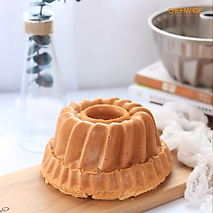 CHEFMADE Tube Cake Pan, 6.5-Inch Non-Stick Vortex-Shaped Tube Pan Kugelhopf Mold for Oven and Instant Pot Baking (Champagne Gold)