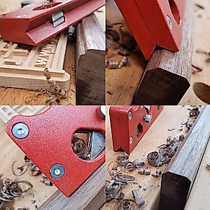 Preshwous Chamfer Plane for Wood, Woodworking Edge Corner Flattening Tool with Leveling Blisters, Handheld Planers with 7PCS Replaceable Cutter Head. (Red)