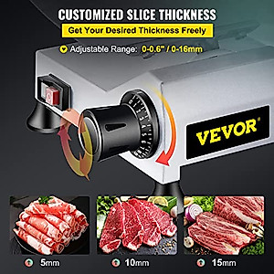 VBENLEM Commercial Meat Slicer,12 inch Electric Meat Slicer Semi-Auto 420W Premium Carbon Steel Blade Adjustable Thickness, Deli Meat Cheese Food Slicer Commercial and for Home use,Sliver