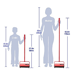 Eyliden Carpet Sweeper, Mini Size Lightweight Hand Push Carpet Sweepers - No Noise, Non-Electric - Easy Manual Sweeping, Automatic Compact Broom Only for Carpet Cleaning