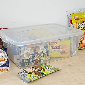 Inhouse 16 Quart Clear Storage Bin, Plastic Latching Box/Container with Lid, Set of 2