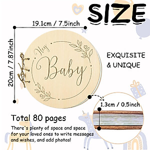 1DFAUL Baby Shower Guest Book, 80 Pages Hey Baby Shower Sign in Guest Book with Watercolor Design, Baby Shower Guest Book Alternatives Girl Boy, Wood Guestbook Keepsake Gift for New Parents