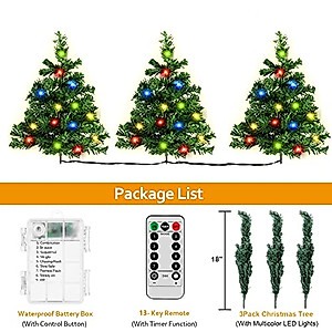 3 Pack Christmas Tree 1.5ft Battery Powered Mini Outdoor Christmas Tree Small Christmas Tree with Lights for Yard, Patio, Garden