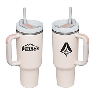 Pittman Outdoors 30oz. Hydration Tumbler with Comfort Soft Handle, Pink - Vacuum Insulated Travel Coffee and Drink Mug