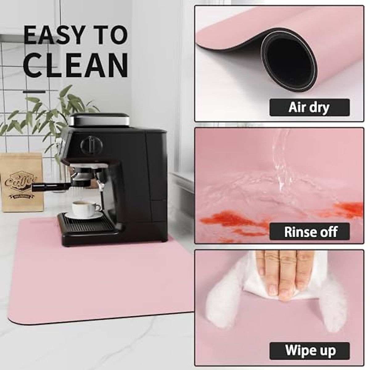 HotLive Coffee Mat - Coffee Bar Mat for Countertops | Coffee Bar Accessories Fit Under Coffee Maker Espresso Machine | Absorbent Hide Stain Rubber Backed Dish Drying Mat for Kitchen Counter