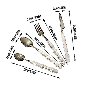Europe Fashion Pearl Cutlery Set Stainless Steel Creativity Knife Gift Spoon Handle Ceramic Fork Tableware Set Flatware