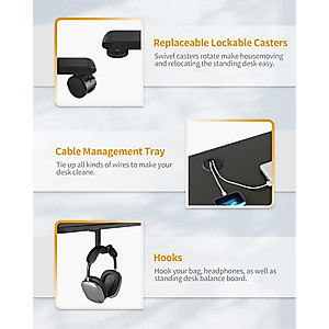 CubiCubi 55 x 24 Inch Standing Desk with Drawer, Electric Stand up Adjustable Height Electric Stand up Desk, Sit Stand Home Office Desk, Ergonomic Workstation Black Steel Frame/Rustic Brown Tabletop