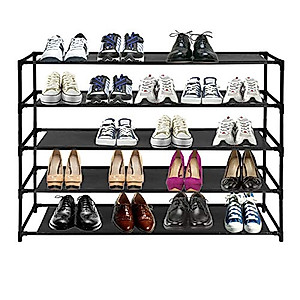 LOPJGH Shoe Racks,39-Inch Super Wide and Extra Large Combined Simple Shoe Rack 5-Tier 30-Pair Shoe Rack Cubby Organizer,Non-Woven Fabric Shoe Storage Cabinet (black)