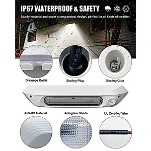 OPPKEPT LED RV Porch Lights Exterior with 3-Level Dimmer Switch, Upgrade 12V/28V 900 Lumen RV Exterior Lighting Replacement Light Fixtures for RVs Trailers Campers Yacht, IP67 Waterproof (White)