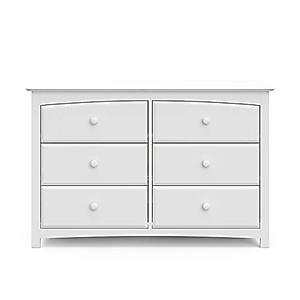 Storkcraft Kenton 6 Drawer Double Dresser (White) Dresser For Kids Bedroom, Nursery Dresser Organizer, Chest Of Drawers For Bedroom With 6 Drawers, Universal Design For Children’s Bedroom