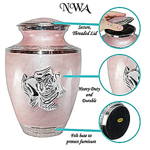 Custom Adult Pink Rose Cremation Urn, Large Rose Flower Funeral Urn, Ash urn with Velvet Bag and Personalization