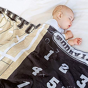 SUKOON Monthly Milestone Blanket for Baby Boy/Girl | Basketball Theme | Includes Frame and Bib | Large | 47"x40" | Personalized Baby Month Blanket for Newborn Baby Shower