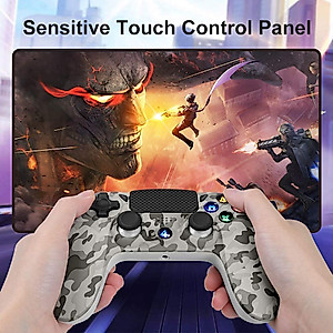 STOGA Wireless Controller for PS4, Controller for PS 4 with Touch Panel Gamepad, Turbo and Audio Jack, Joystick Controller for PS4, Gaming Controller Remote for PS3/PS4,Gray Camouflage