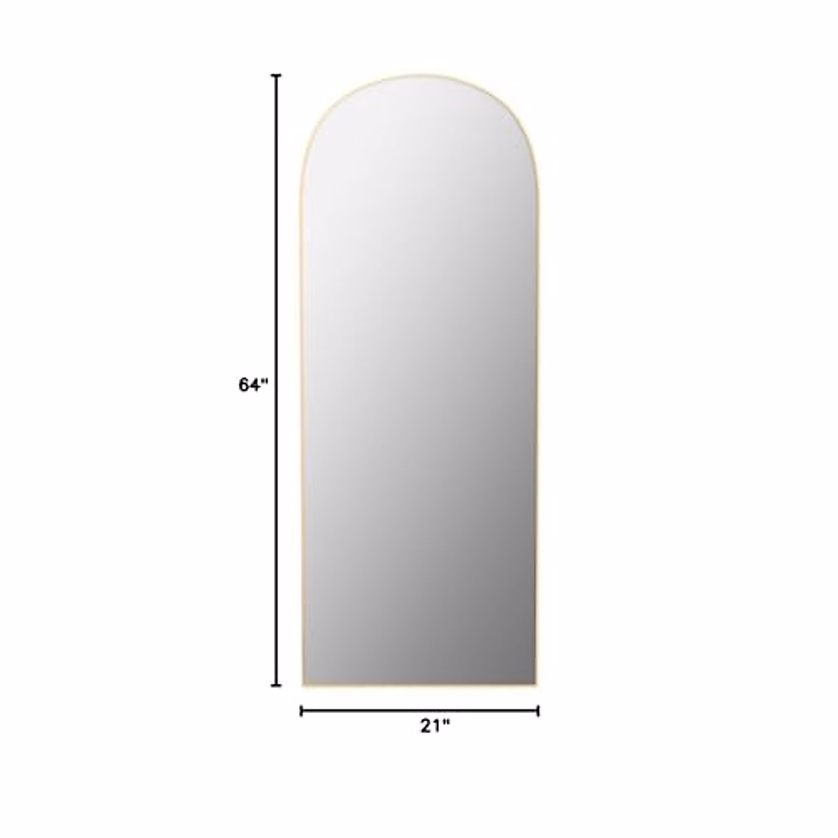 Poseerkey Arched Full Length Mirror 64" x 21", with Stand Large Floor Mirror, Full Body Mirror Standing Hanging or Leaning Against Wall Mirror for Bedroom, Living Room, Gold