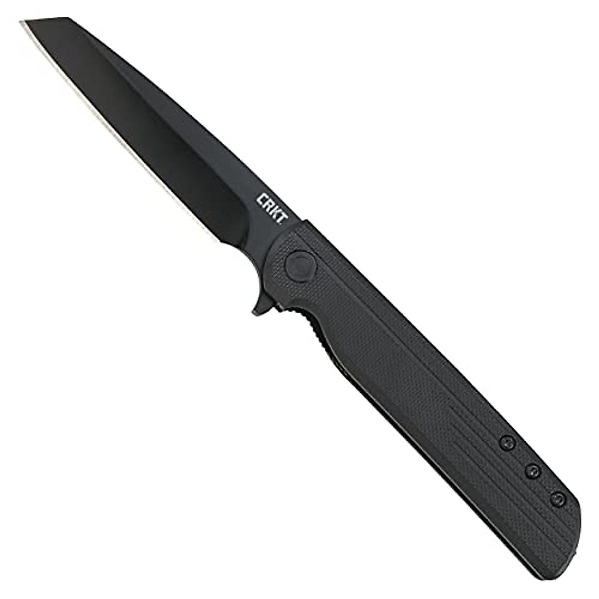 CRKT LCK + Folding Pocket Knife: Folder with Liner Lock, Black Plain Edge Sheepsfoot Blade, Reinforced Nylon Handle with Pocket Clip 3802K